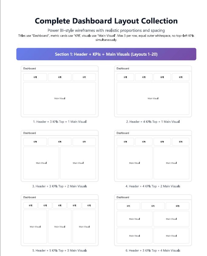71 Dashboard Wireframe Examples: Free Power BI Dashboard Design Ideas